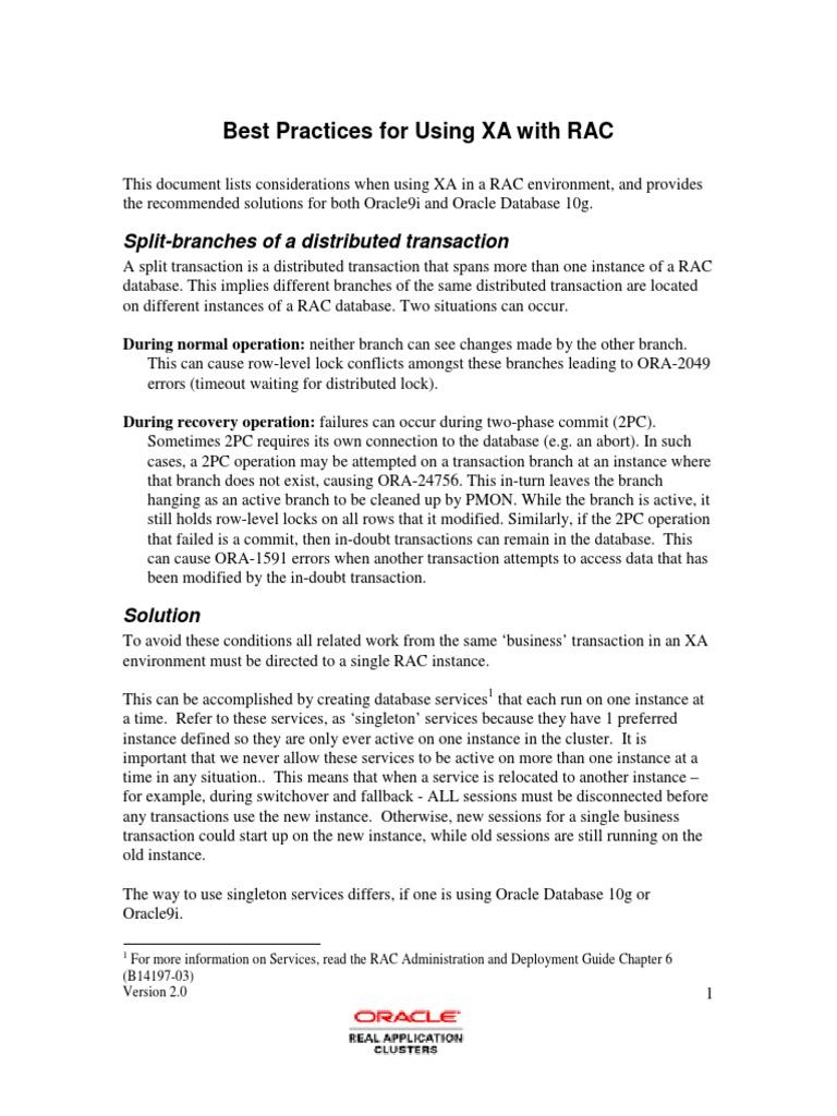 Oracle Best Practice Pdf Oracle Database Load Balancing Computing