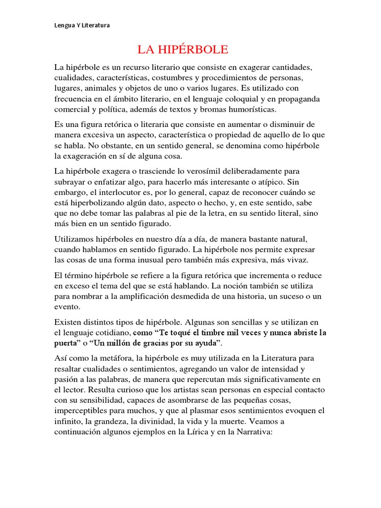La Hipérbole | PDF | Retórica