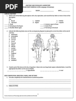 Anatomical Terminology Worksheet | PDF | Anatomical Terms Of Location ...