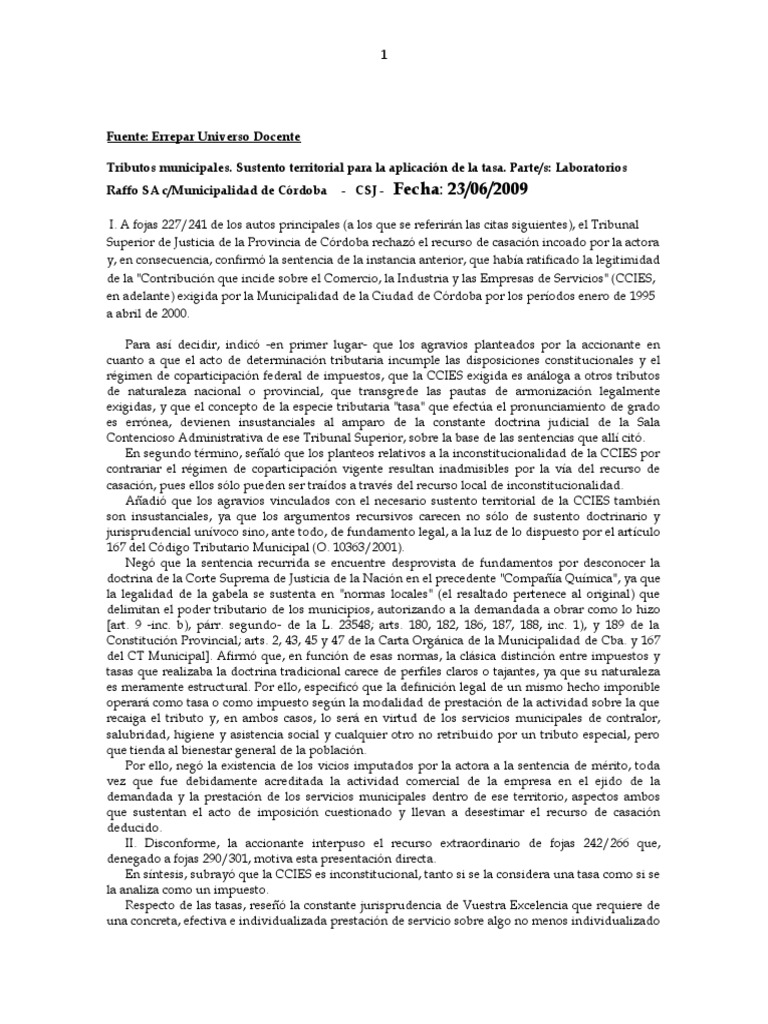Fallos CSJ TSC Lab Raffo y Lag Larga | PDF | Caso de ley | Impuestos