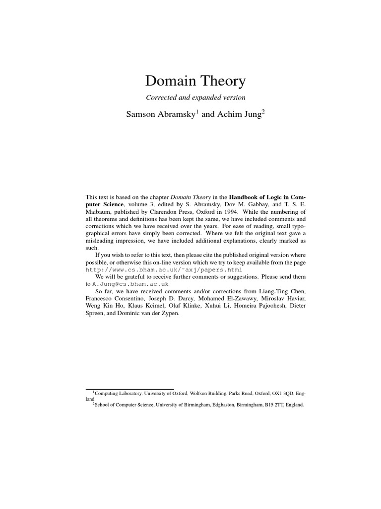 Domain Theory Explained | PDF | Mathematical Structures | Mathematical ...