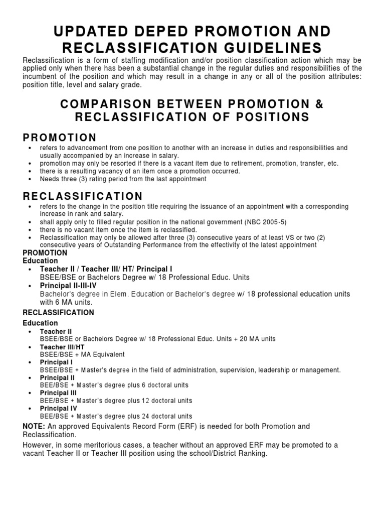 Updated Deped Promotion and Reclassification Guidelines | PDF ...