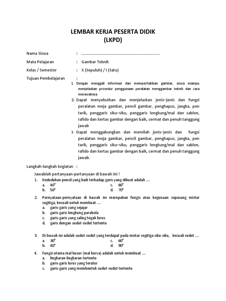 Lembar Kerja Peserta Didik GT 1 BKP Dan Dpib | PDF