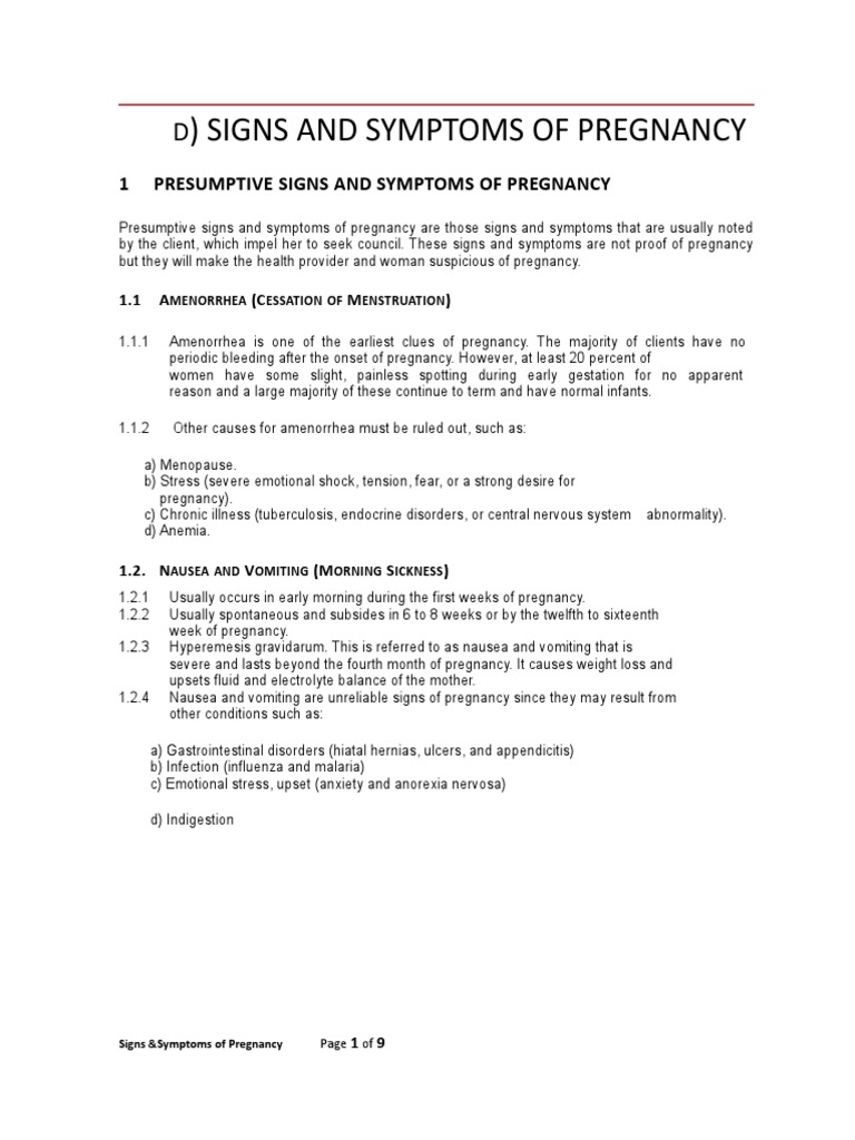 D) Signs and Symptoms of Pregnancy (Ed) | PDF | Pregnancy | Uterus