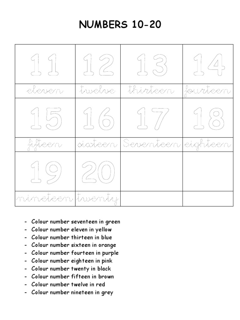 Numbers 10-20 Activities and Exercises | PDF