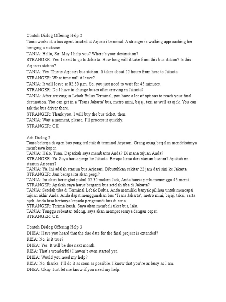 Contoh Dialog Offering Help 2 | PDF