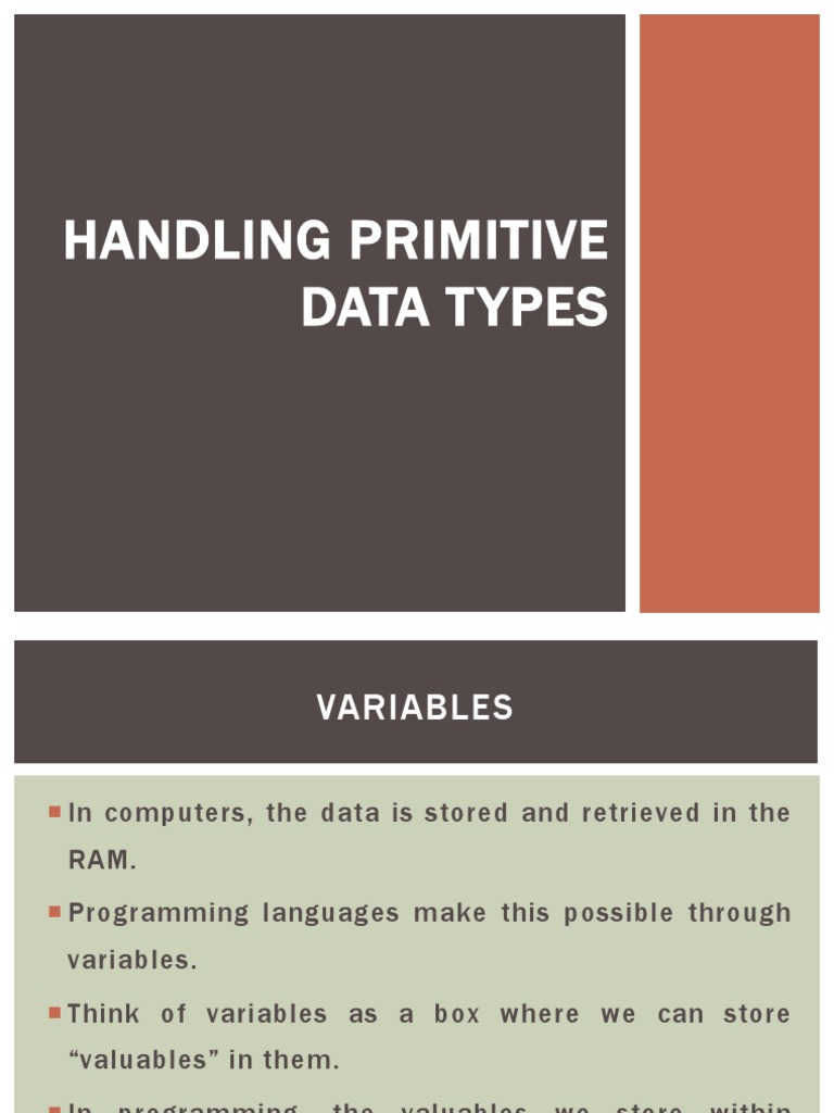 Handling Primitive Data Types | Download Free PDF | Boolean Data Type | Variable (Computer Science)
