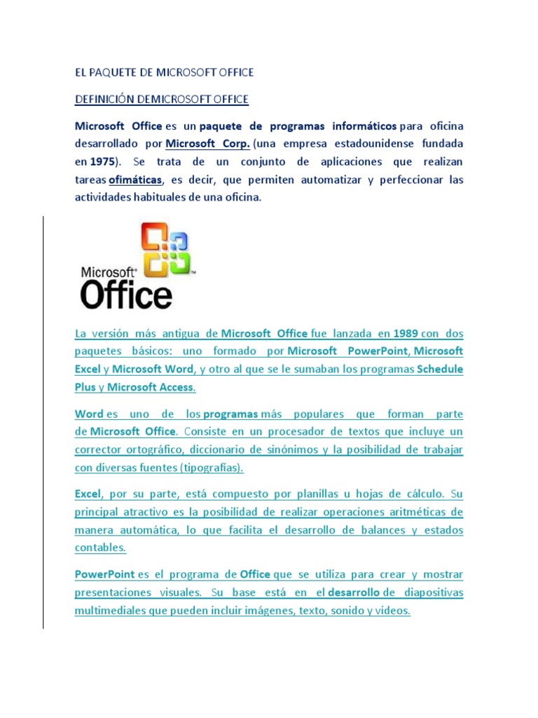 Historia y Evolución de Microsoft Office | PDF | Microsoft Office ...
