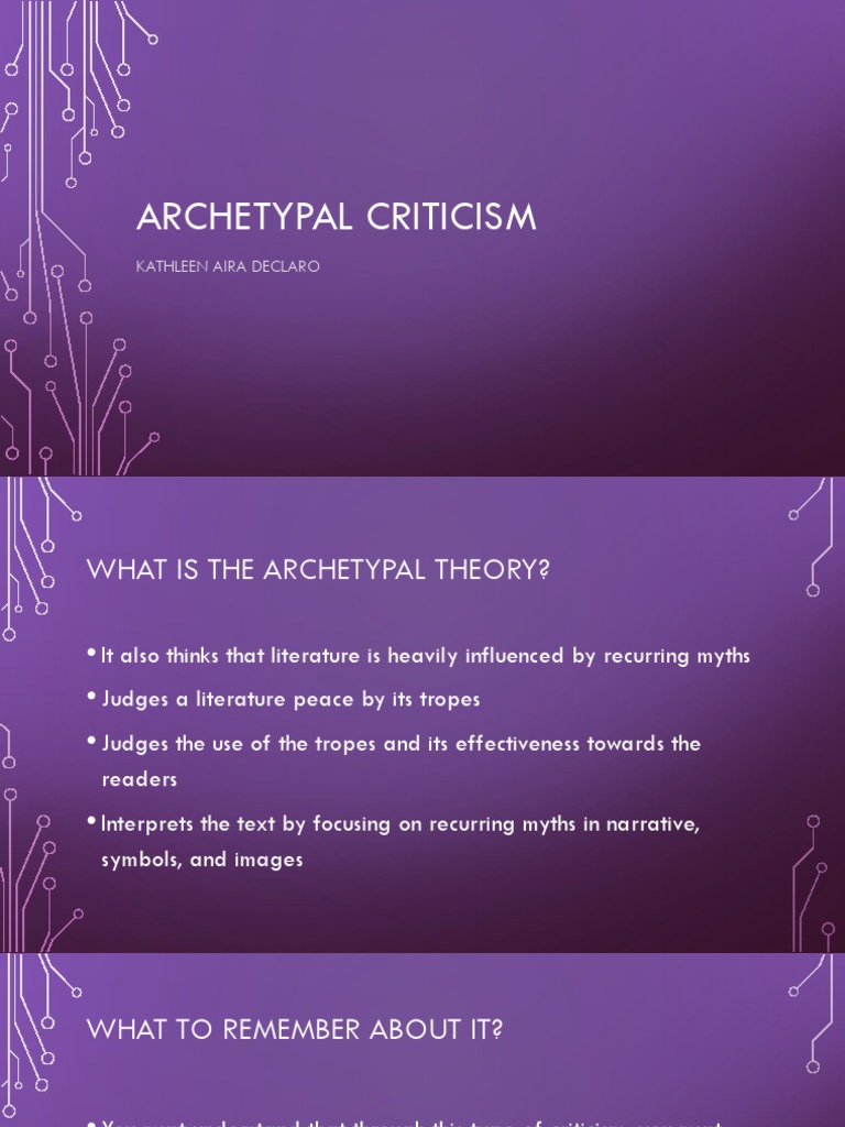 Archetypal Criticism: Kathleen Aira Declaro | PDF | General Fiction