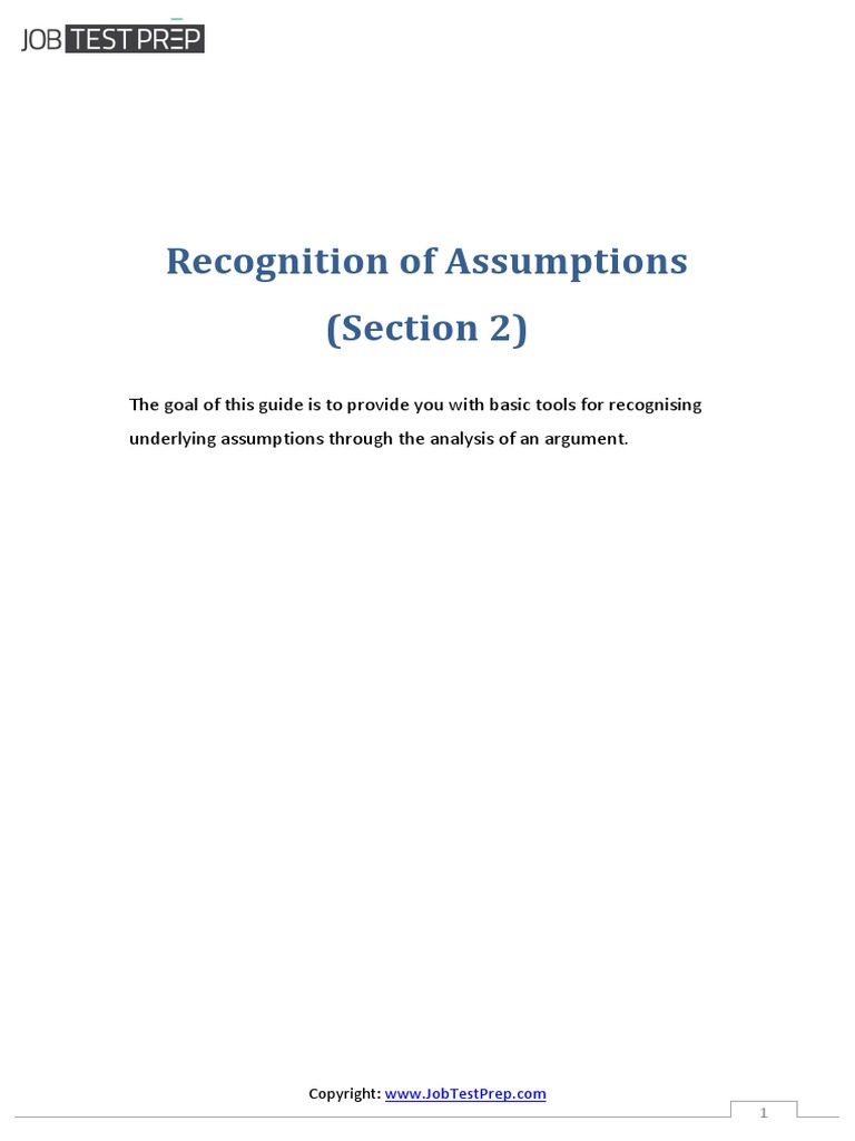 Recognizing Hidden Assumptions in Arguments | PDF | Argument | Logic