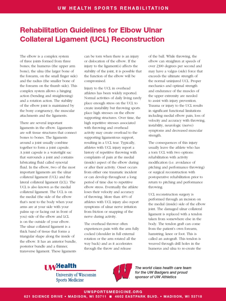 SM UCL Reconstruction PDF | PDF | Elbow | Anatomical Terms Of Motion