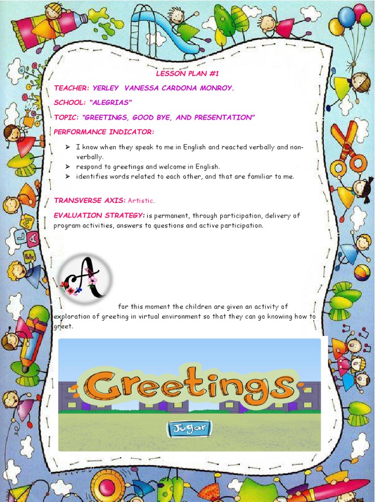 Lesson Plan #1 Teacher: School: Topic Performance Indicator | PDF ...