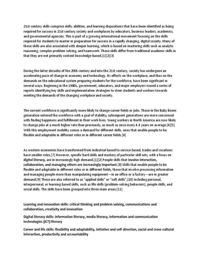 21st Century Skills | PDF | Educational Technology | Behavior Modification