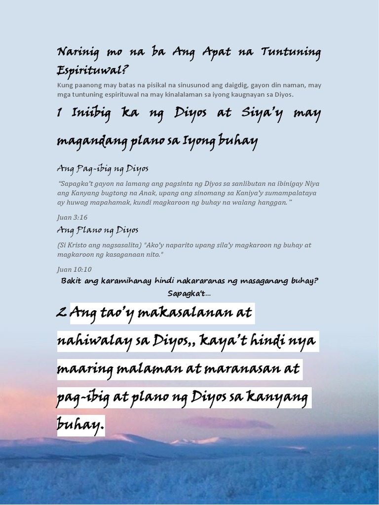 4 Spiritual Laws Tagalog Version | PDF