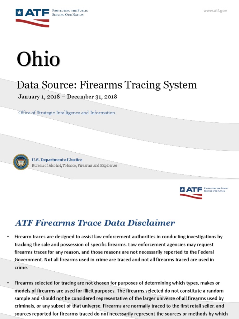 Ohio Firearm Trace Data 2018 | PDF | Bureau Of Alcohol | Caliber