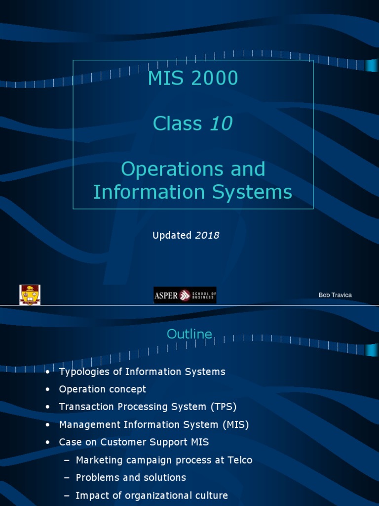 MIS 2000 Class 10 Operations and Information Systems: Updated 2018 ...