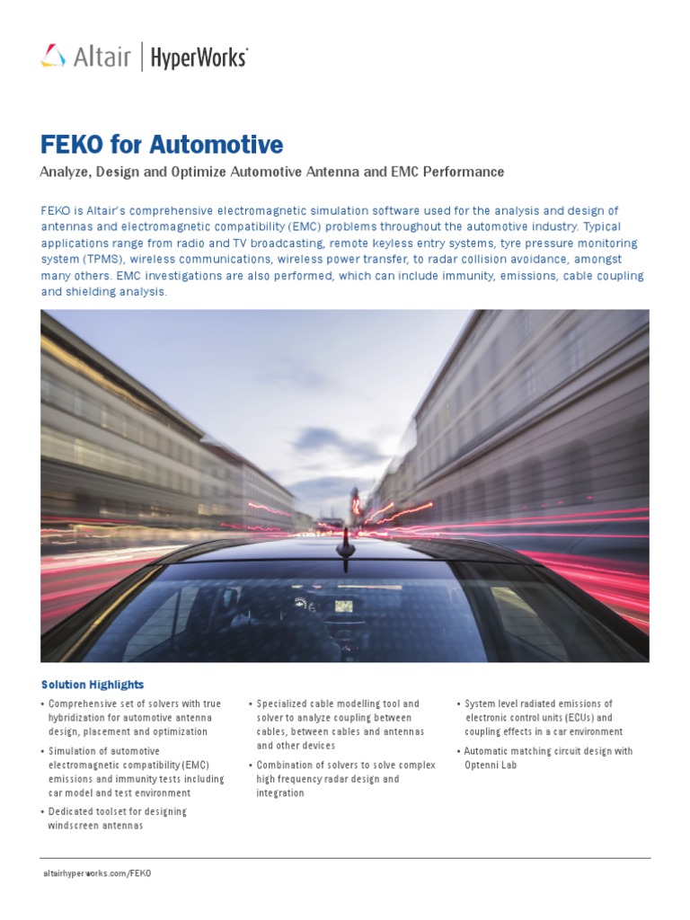 FEKO Software For Automotive 2016 | PDF | Electromagnetic Compatibility | Computational ...