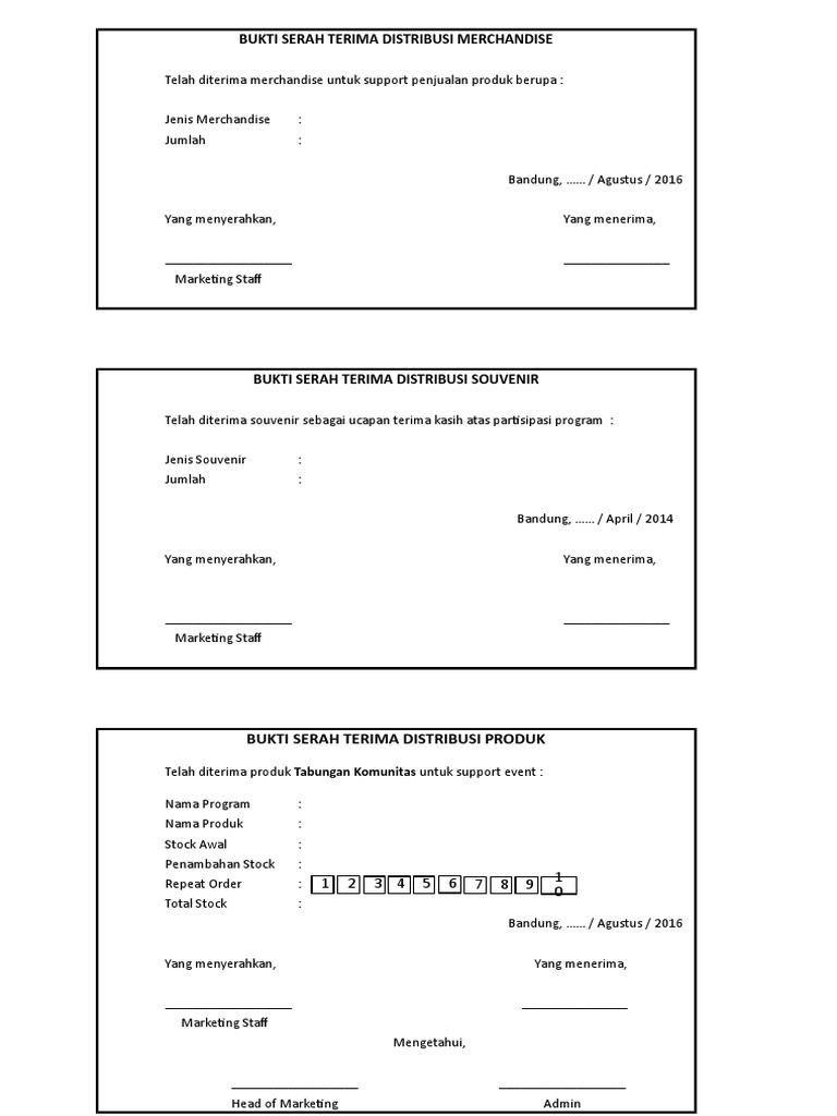 Form Serah Terima Barang | PDF | Bisnis