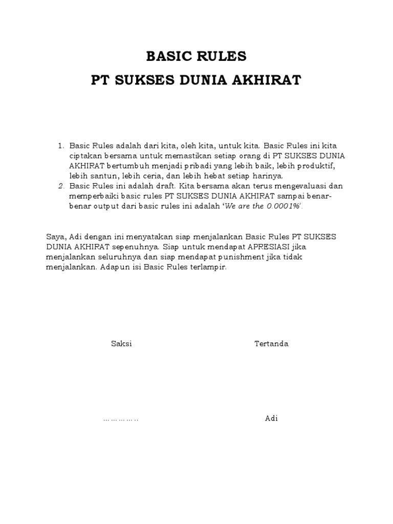 Contoh Basic Rules PDF | PDF