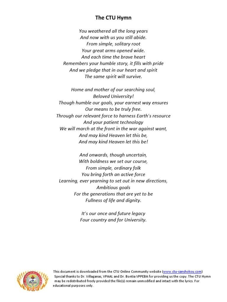 Ctu Hymn Pdf