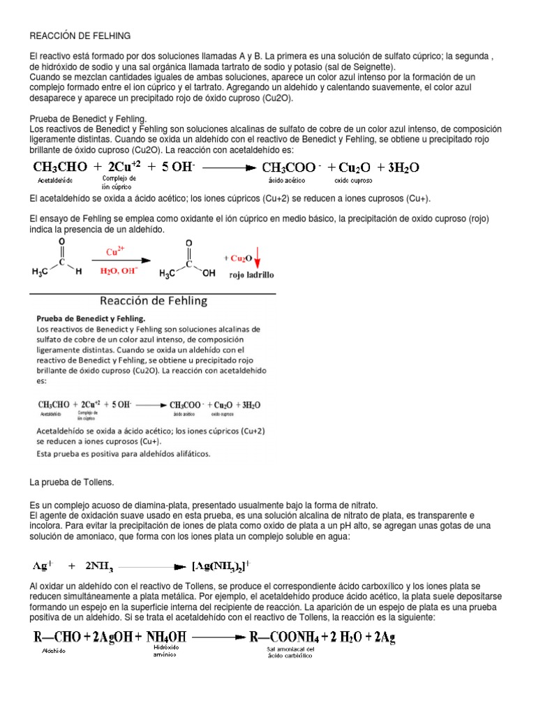 Reacción de Felhing | PDF