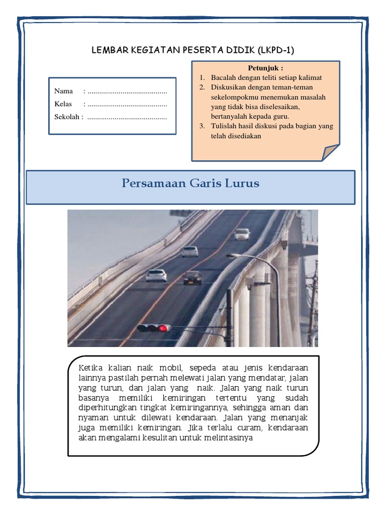 LKPD Persamaan Garis Lurus | PDF