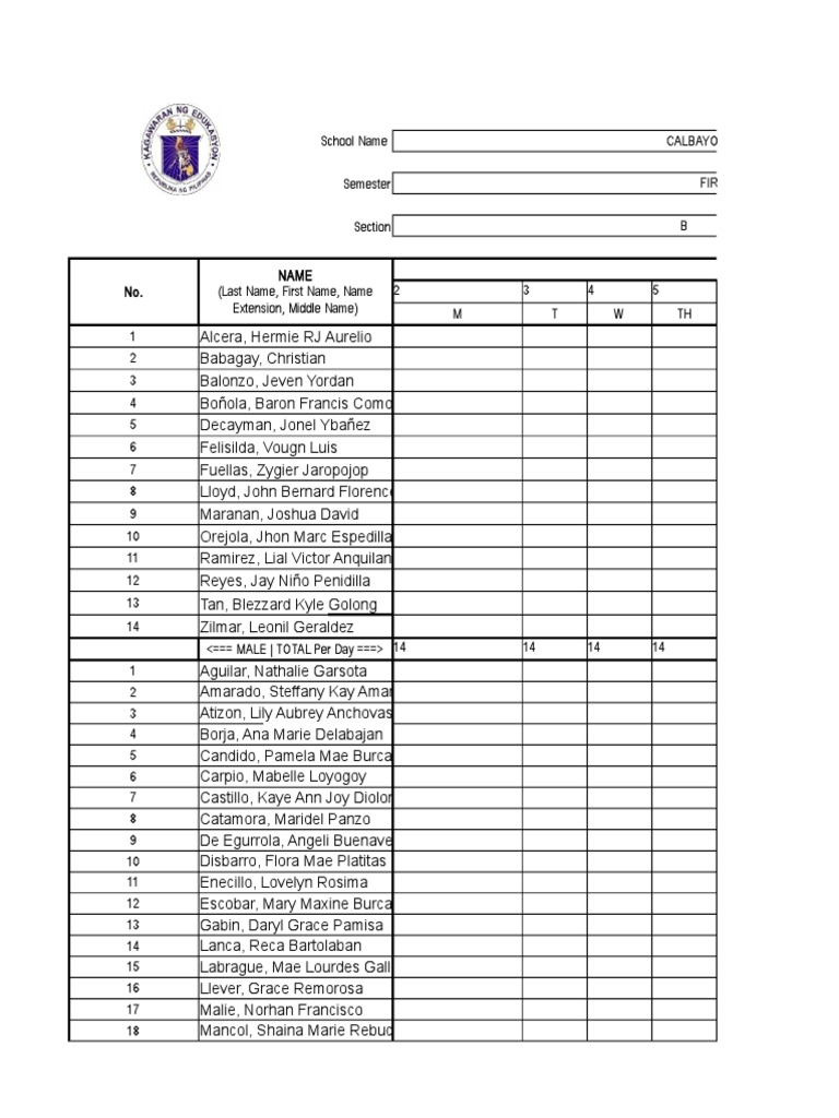 School Form 2 Daily Attendance Report of Learners For Senior High ...