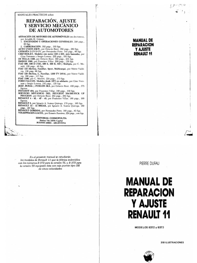 Manual de Taller y Reparacion Renault 11 PDF | PDF