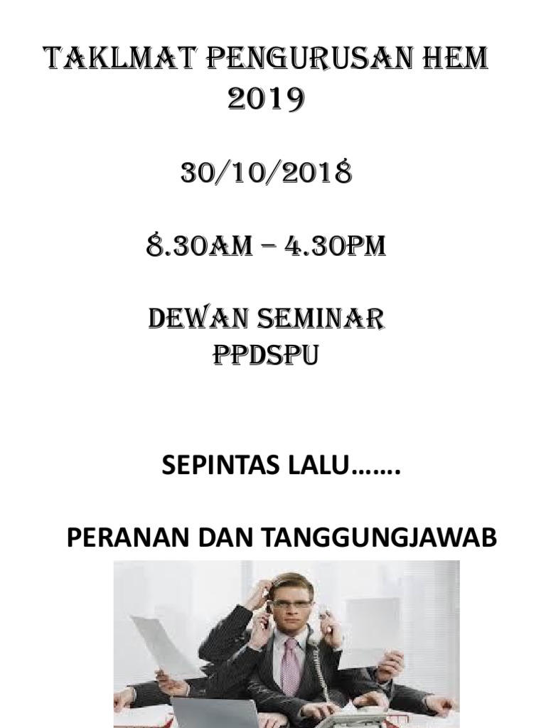 Taklimat Pengurusan Hem 2019 | PDF