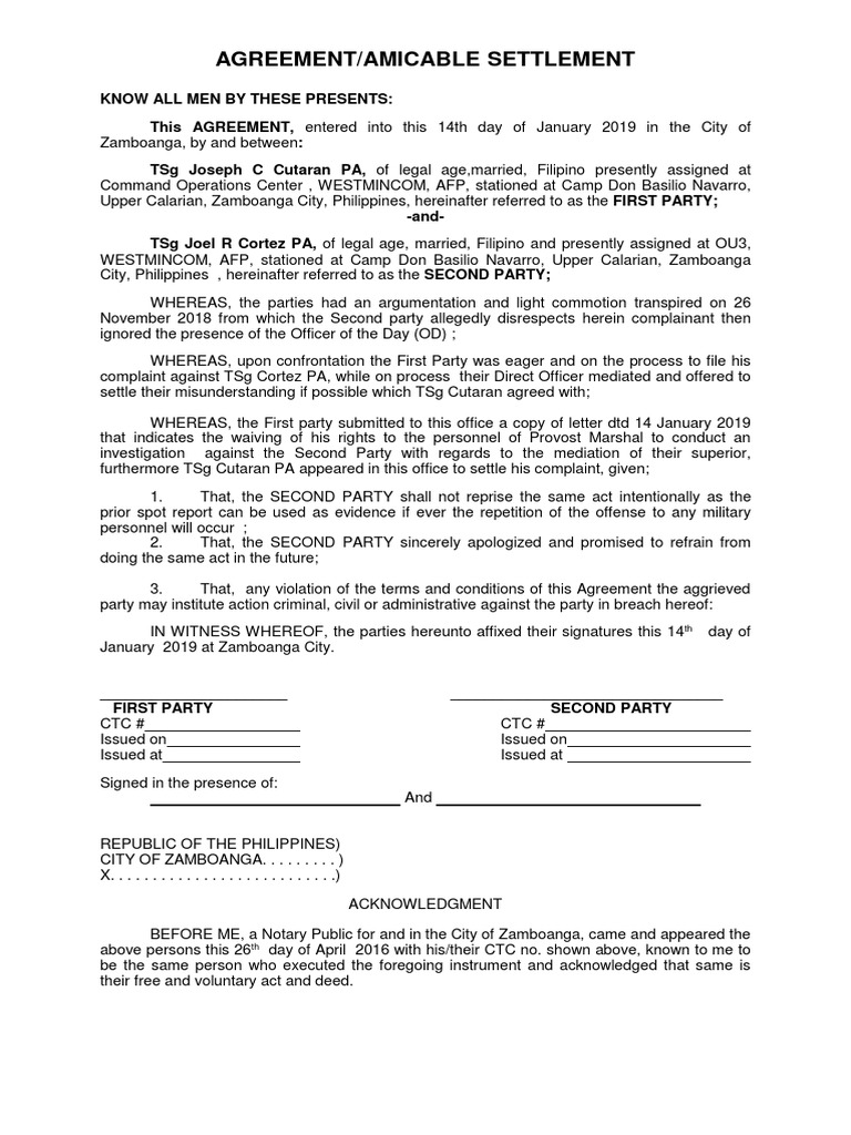 Agreement Template | Download Free PDF | Philippines | Notary Public