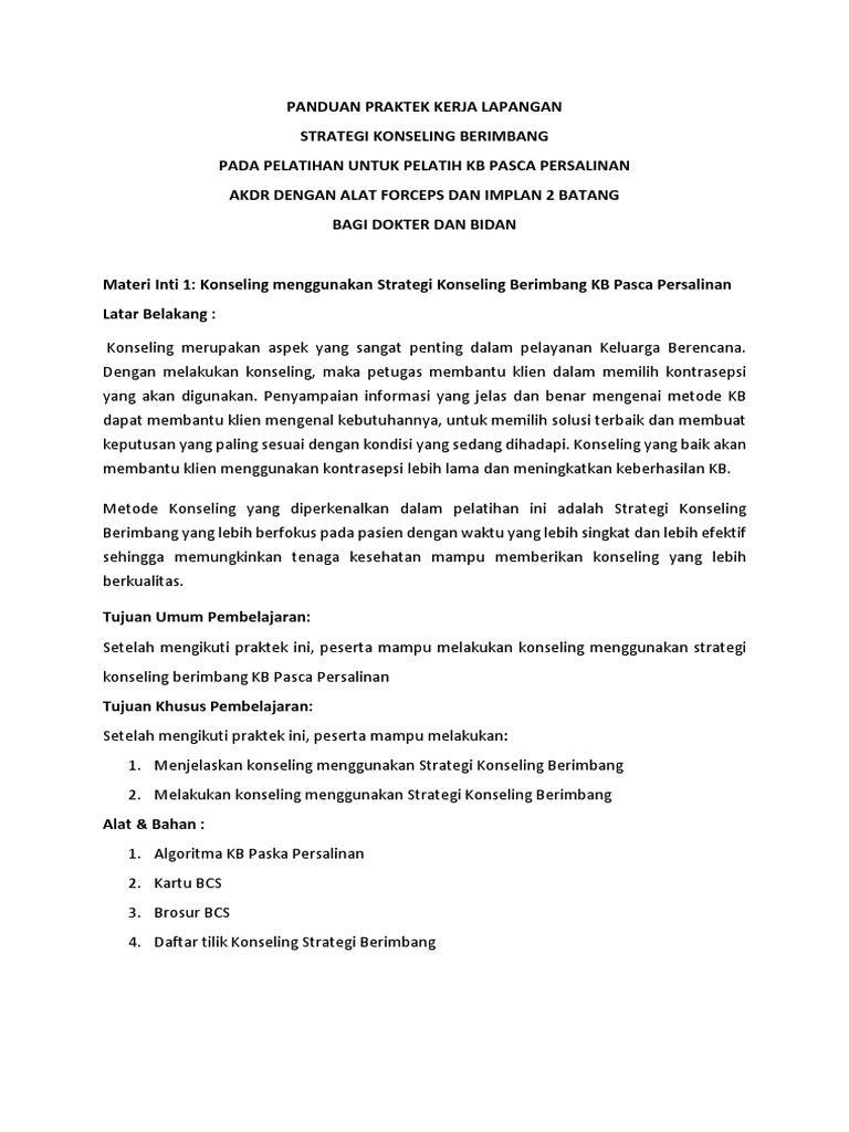 Strategi Konseling Berimbang KB Pasca Persalinan | PDF