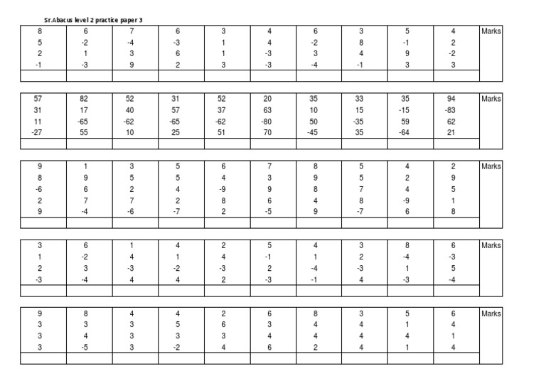 Level 2 Abacus Practice Paper 3 | PDF
