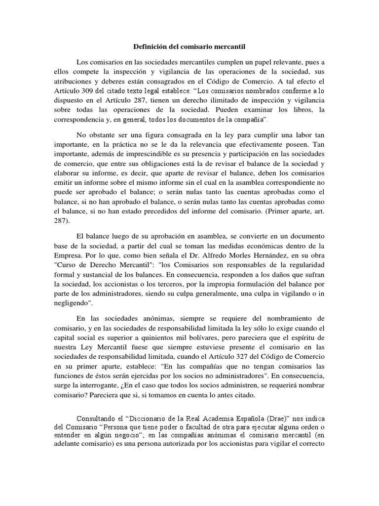 Comisario Mercantil en Republica Dominicana | PDF | Contador | Contabilidad