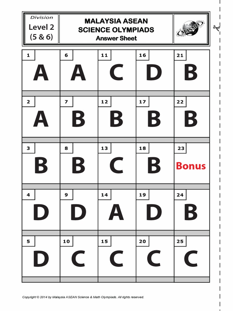 Science Answer Level 2 2014 | PDF