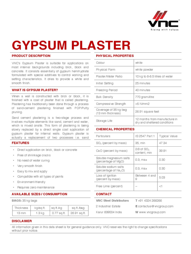 Gypsum Plaster Specifications and Properties | PDF | Plaster | Brick