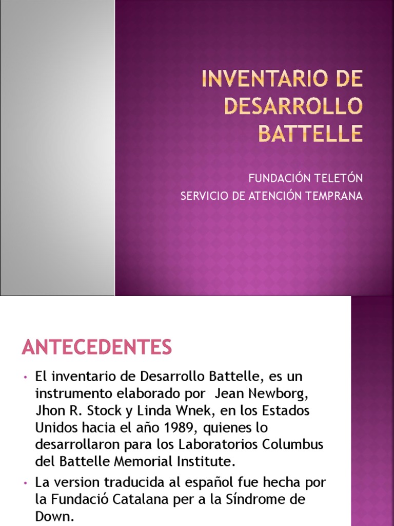 Inventario de Desarrollo Battelle | PDF | Invalidez | Comunicación