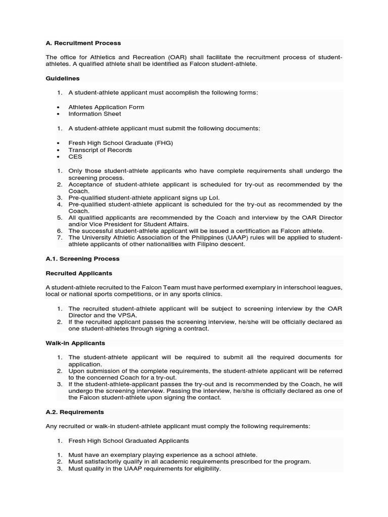 Adamson Rules For Athletes | PDF | Student Sport | Sports