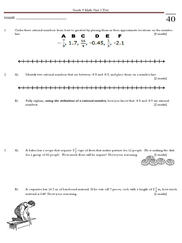 9 Unit 3 Practice Test 1 | PDF | Numbers | Rational Number