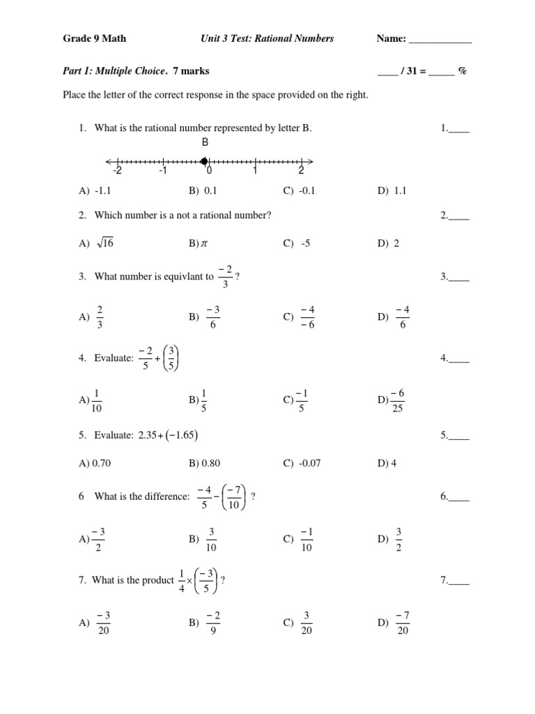 9 Unit 3 Practice Test 2 | PDF | Numbers | Cognition