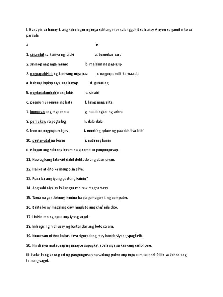 Grade 7 Filipino Exam | PDF