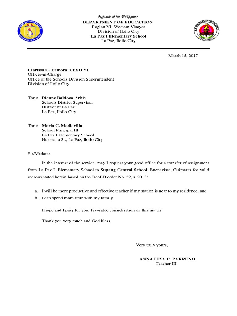 Transfer Request for Teacher Assignment | PDF