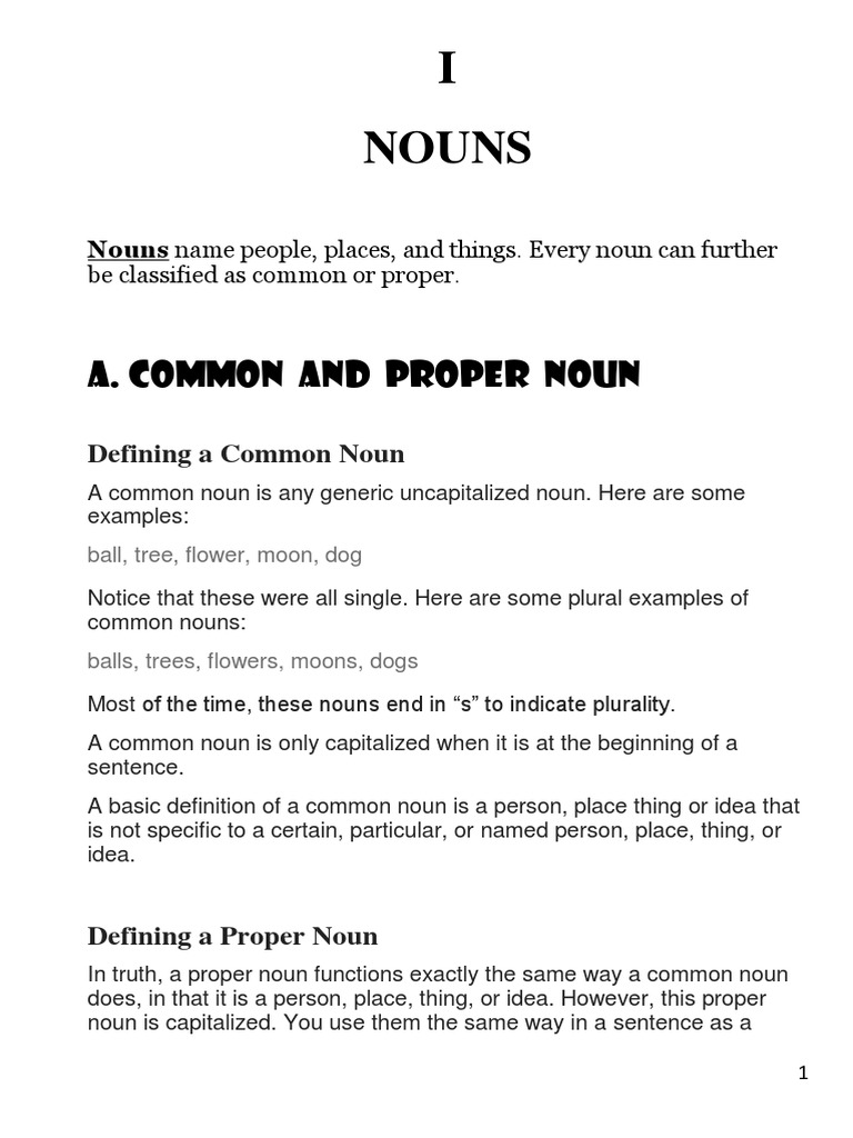The Common Noun | PDF | Pronoun | Grammatical Number