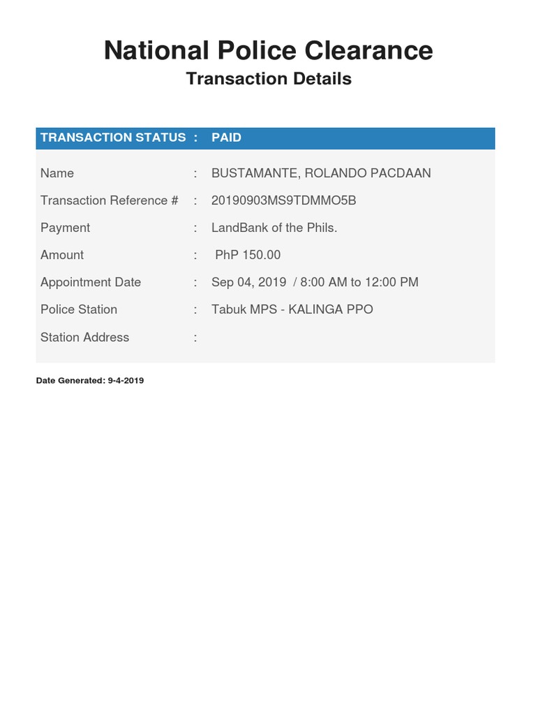 Police Clearance Payment Receipt | PDF | Law