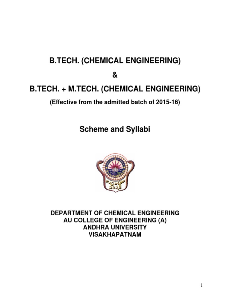 BTech Chemical Engineering Syllabus 2015 16 PDF | PDF | Ordinary ...