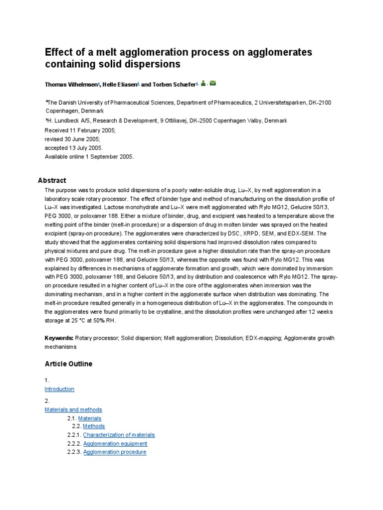 Solid Dispersion by Melt Granulation | PDF | Nature | Differential ...