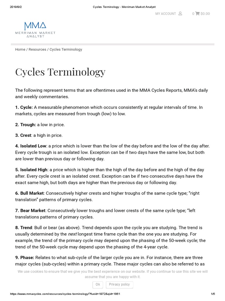 Cycles Terminology - MMA | PDF | Market Trend | Financial Markets