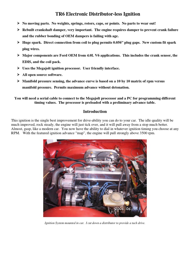 Tr6 Electronic Distributorless Ignition Kit Part1 | PDF | Ignition ...