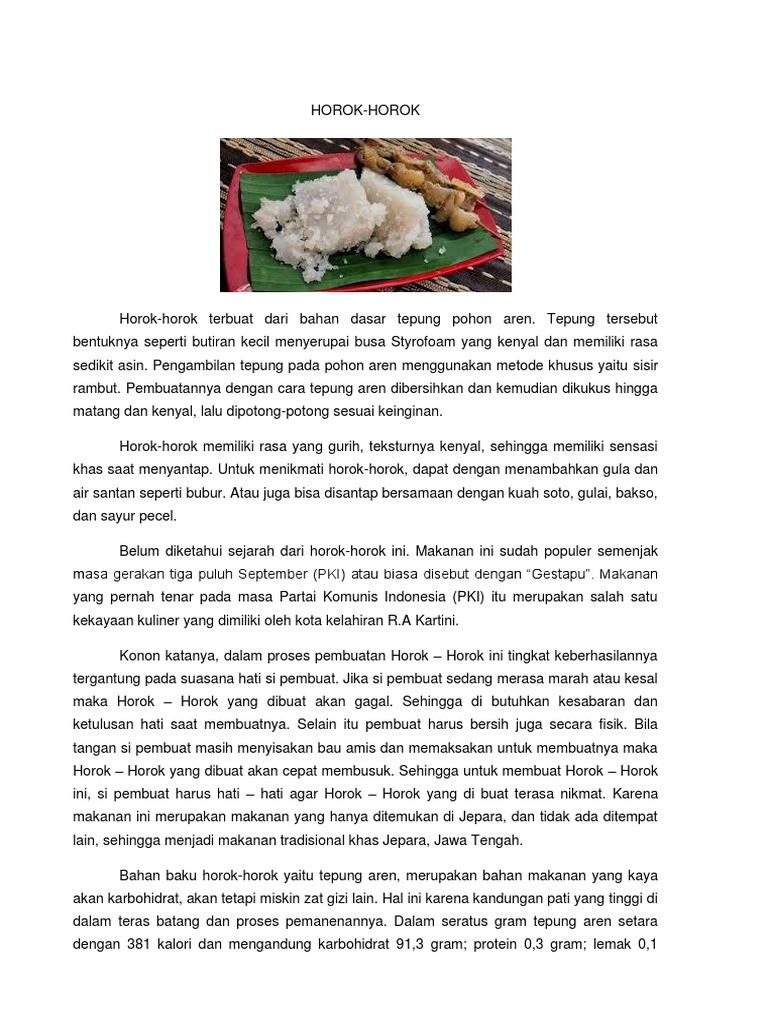 Horok-Horok Khas Jepara Jawa Tengah | PDF