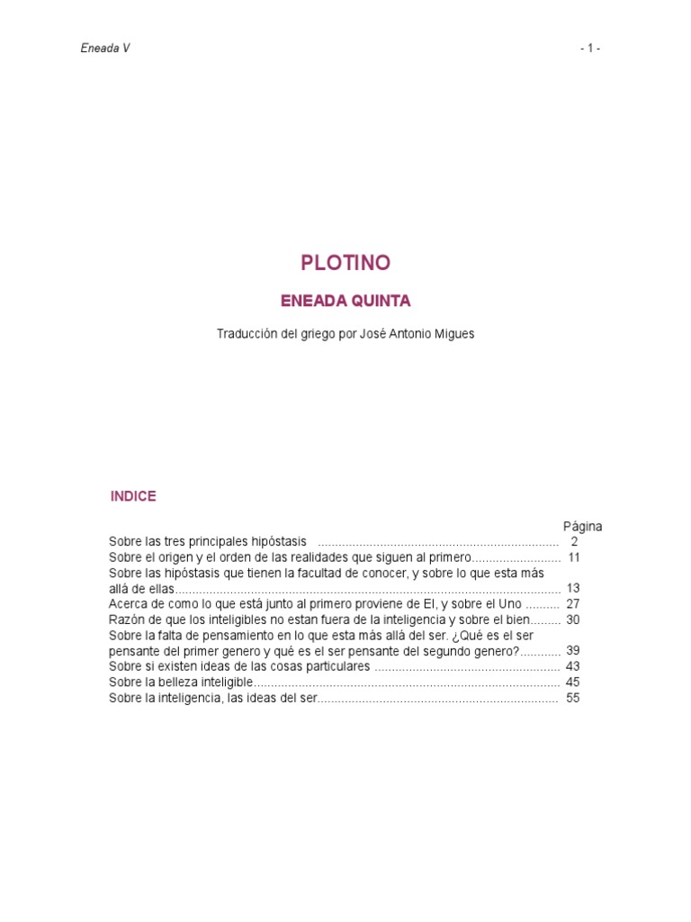 Plotino - Eneada Quinta - 1-10 | PDF | Alma | Platón