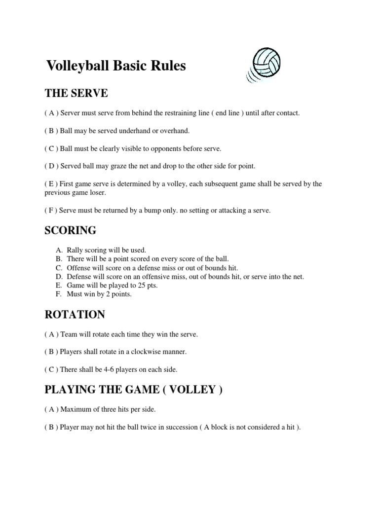 Volleyball Basic Rules | PDF | Volleyball | Competitive Games
